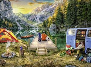 ravensburger calm campsite great outdoors puzzle - 300 piece jigsaw for kids and adults | unique shape pieces | anti-glare surface for ages 9 and up