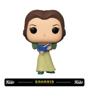 pop! beauty and the beast: belle in green dress with book 2021 spring convention exclusive