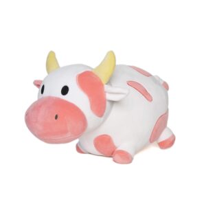 avocatt pink cow plush toy - 10 inches plushie stuffed animal - hug and cuddle with squishy soft fabric and stuffing - cute cow gift for boys and girls