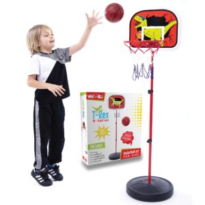 whoobli basketball hoop for kids ages 3-5 years with adjustable height, perfect for mental & physical health of kids, indoor sports games for toddlers, toys age 3 4 5; new 2023