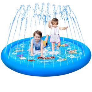 kingsdragon splash pad for kids, 68" sprinkler outdoor summer swimming wading water toys for dogs toddlers kiddie baby, sprinkle & splash inflatable pool play mat gifts for 3-12 year old boys girls