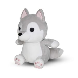 avocatt gray wolf plush toy - 10 inches plushie stuffed animal - hug and cuddle with squishy soft fabric and stuffing for boys and girls