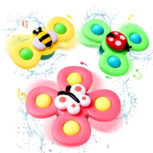 hooku 3 pcs baby bath spinner toy with rotating suction cup spinning top toy animal spin sucker baby bath toys dining chairs toys windmill