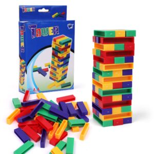 point games tower - stacking blocks game - toppling balance tower games - developmental & interactive puzzle, test stabilizing skills- ages 6+