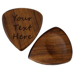 the wedding party store, custom personalized wood guitar pick customized with any message or text (walnut)