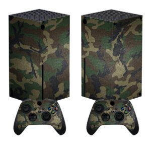 playvital army green camouflage custom vinyl skins for xbox series x, wrap decal cover stickers for xbox series x console controller