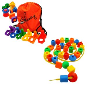 skoolzy occupational therapy toddler toys - preschool lacing beads and jumbo nuts and bolts - montessori toys for kids