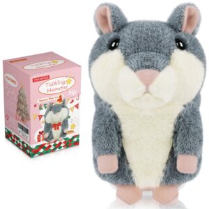 tworiver toddler toys talking hamster repeats what you say,toys for 2 3 4 5 6 7 8 13 year old girl boy birthday gifts ideas,valentines day gifts for kids adults easter stuffed animals plush toy gray