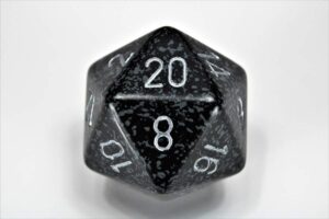 chessex 34mm single speckled ninja d20 die, 20 sides, polyhedral die, table game accessories, role play, dungeons and dragons(d&d)