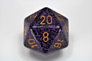 chessex 34mm single speckled hurricane d20 die, 20 sides, polyhedral die, table game accessories, role play, dungeons and dragons(d&d)