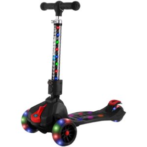 hover-1 ziggy folding kick scooter for kids (5+ year old) | features lean-to-turn axle, solid pu tires & slim-design, 110 lb max load capacity, safe, black