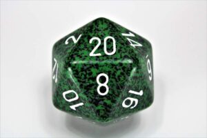 chessex 34mm single speckled recon d20 die, 20 sides, polyhedral die, table game accessories, role play, dungeons and dragons(d&d)