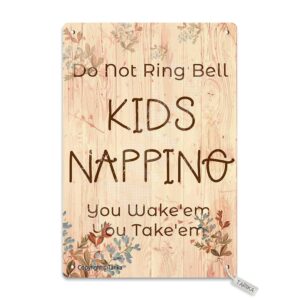 do not ring bell kids napping you wake'em you take'em iron 20x30 cm retro look decoration art sign for home kitchen bathroom farm garden garage inspirational quotes wall decor