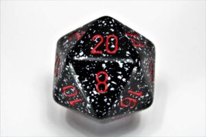 chessex 34mm single speckled space d20 die, 20 sides, polyhedral die, table game accessories, role play, dungeons and dragons(d&d)