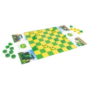 john deere checkers board game - includes themed folding board, checkers, and collectible tractor kings - collectible farm toys and strategy games - ages 6 years and up