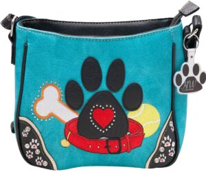 hw collection dog paw print handbag small crossbody bag shoulder purse women western style (turquoise)