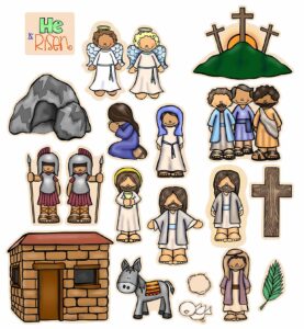 he is risen bible felt figures for flannel board story easter crucifixion jesus plus activity pages lesson guide