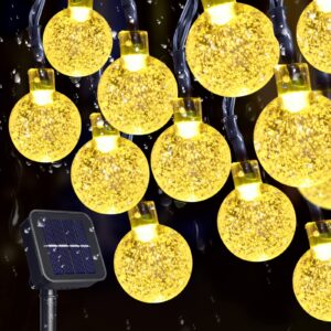 tynled crystal globe string lights outdoor, 60led 36ft waterproof solar string fairy lights globe crystal balls lighting for home garden yard patio christmas decoration