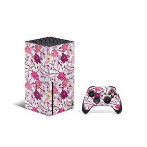 zoomhitskins compatible with x1 series x, pink flowers white elegant vintage cute, durable, bubble-free, made in usa