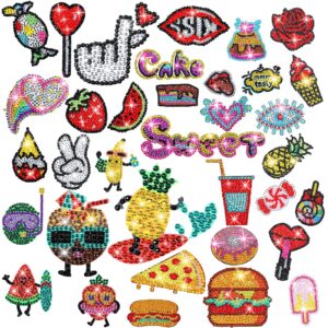 zonon 36 pieces diamond stickers, gem diamond art stickers kits for kids create your own painting craft cute diy diamond craft kit for girls boys