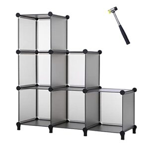 anwbroad cube storage organizer 6-cube closet organizers and storage diy modular plastic closet cabinet book shelf cubes organizer storage shelving for home bedroom office living room gray ulcs006h