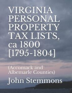 virginia personal property tax lists, ca 1800 [1795-1804]: (accomack and albemarle counties)