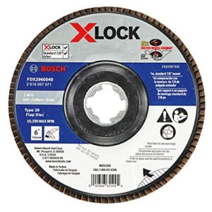 bosch fdx2960040 1-piece 6 in. x-lock flap disc 40 grit compatible with 7/8 in. arbor type 29 for applications in metal blending and grinding