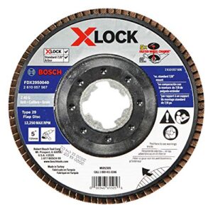 bosch fdx2950040 1-piece 5 in. x-lock flap disc 40 grit compatible with 7/8 in. arbor type 29 for applications in metal blending and grinding