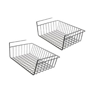 hizibesty under shelf basket, 2 pack under the cabinet shelf rack organizer storage rack for home closet ffice organization black