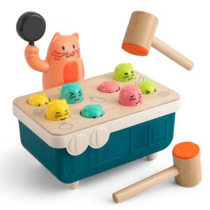 top bright developmental toys for 3 year old wooden pounding bench toy with hammer fine motor skills toys montessori toy for toddlers, preschool learning educational toys for age 3 year girls boys