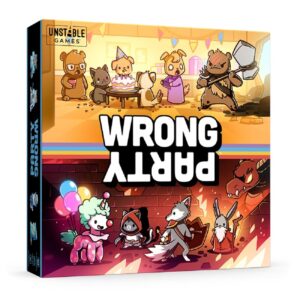 unstable games - wrong party base game - delightfully quirky card game for tweens, teens, & adults - draft style deck-building game - 2-5 players ages 12+ for game night