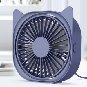 personal desk fan small quiet usb plug in, mini portable table fans for sleeping bedroom nightstand, 3 speeds adjustable, rotatable, anti-slip, fast cooling for home office dorm work travel (blue)