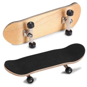 aqur2020 1pc mini finger skateboards maple wooden+alloy replacement wheels fingerboard with box reduce pressure and tools for kids as gifts hristmas goodie bag fillers, christmas prizes(1#)