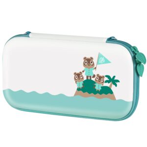 fanpl carrying case for nintendo switch & oled model - animal crossing theme, built-in folding stand and 5 game card slot