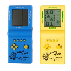 jidafang-us 2 pcs brick game console large screen handheld games electronic games build in 23 classic game for kids adults(random color)