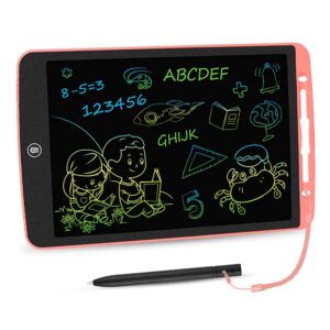 lcd writing tablet 12 inch toddler doodle board, colorful drawing tablet, erasable electronic painting pads, educational and learning kids toy for 2 3 4 5 6 year old boys and girls gifts(pink)