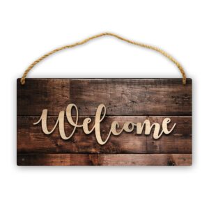 granbey welcome door sign wall sign with hanging string sign wall art home decor for farmhouse porch outdoor home front door sign decor 6"x11" inch