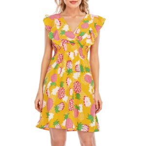 padaleks dresses for women casual summer chiffon floral printed sleeveless party mini dress ruffle beach sundress