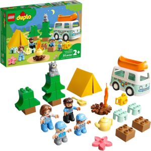 lego duplo town family camping van adventure 10946 building, playing and learning camping toy for toddlers and kids; new 2021 (30 pieces)