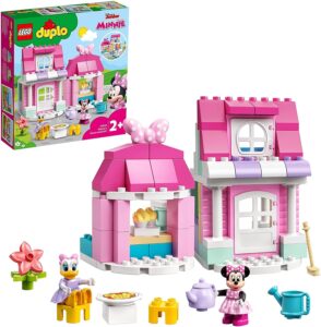 lego duplo disney minnie’s house and café 10942 dollhouse building toy for kids with minnie mouse and daisy duck; new 2021 (91 pieces)