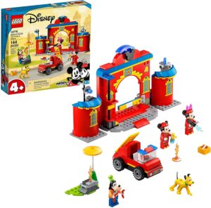 lego disney mickey and friends – mickey & friends fire truck & station 10776 building kit; fun firehouse play set; new 2021 (144 pieces)