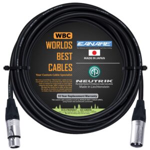 100 foot – quad balanced microphone cable custom made by worlds best cables – using canare l-4e6s wire and neutrik silver nc3mxx male & nc3fxx female xlr plugs