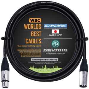 worlds best cables 8 foot – quad balanced microphone cable custom made using canare l-4e6s wire and neutrik silver nc3mxx male & nc3fxx female xlr plugs