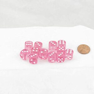 pink translucent dice with white pips d6 12mm (1/2in) pack of 12 wondertrail