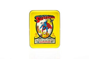 cartamundi dc comics superman retro playing cards, 55 vintage style superman playing cards in embossed metal tin, great gift for any superhero fan!