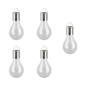 abaodam 5pcs solar light bulbs led outdoor light bulb waterproof hanging lights globe garden light for garden yard camping (warm white light)