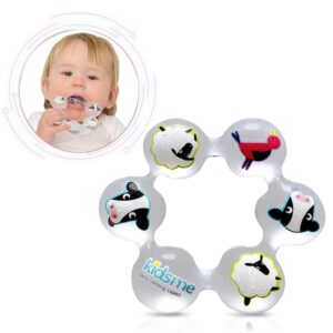 kidsme cooling baby teething rings -freezable infant teethers baby teething toy for teething relief. easy to hold, gentle on the gums, cute design