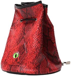 grinning gargoyle – massive dice bag with 7 pockets - 500 die capacity die pouch with 7 pockets – deluxe dragon skin design with eye (red)