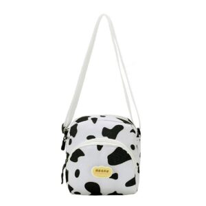 jumisee cute cow print canvas crossbody purse small cell phone bag shoulder handbag for men women kids