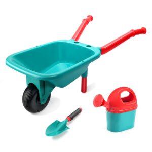 cute stone kids gardening tool set, garden toys with wheelbarrow, watering can and shovel, pretend play outdoor indoor toys, gifts for toddlers boys and girls